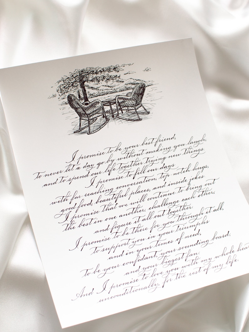 Custom Calligraphy Poster Handwritten Calligraphy Service Wedding Vow ...