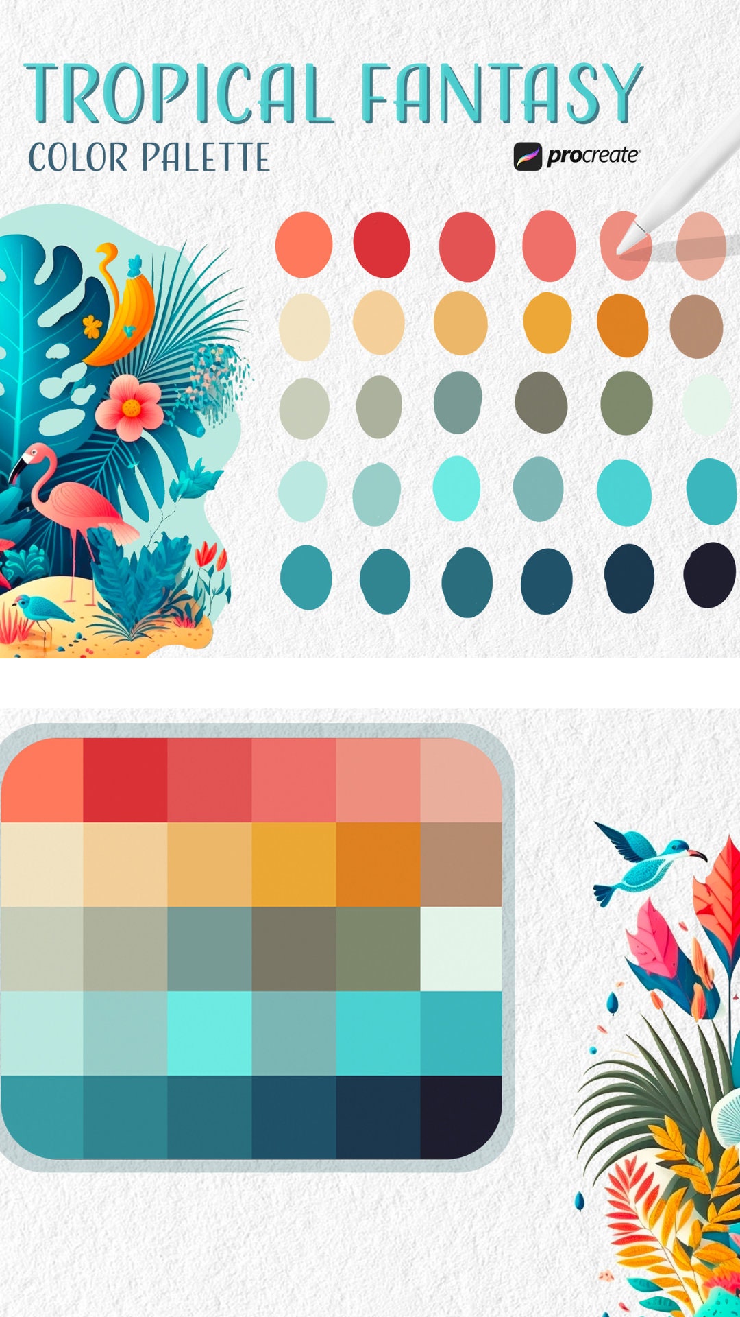 Procreate Color Palette Tropical Color Scheme Branding Design Palette ...