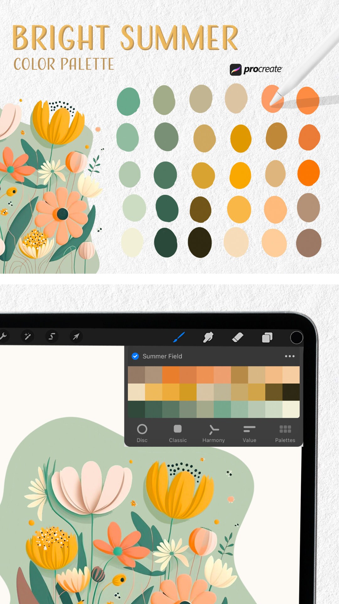 Procreate Color Palette Summer Season Color Scheme Branding Design ...