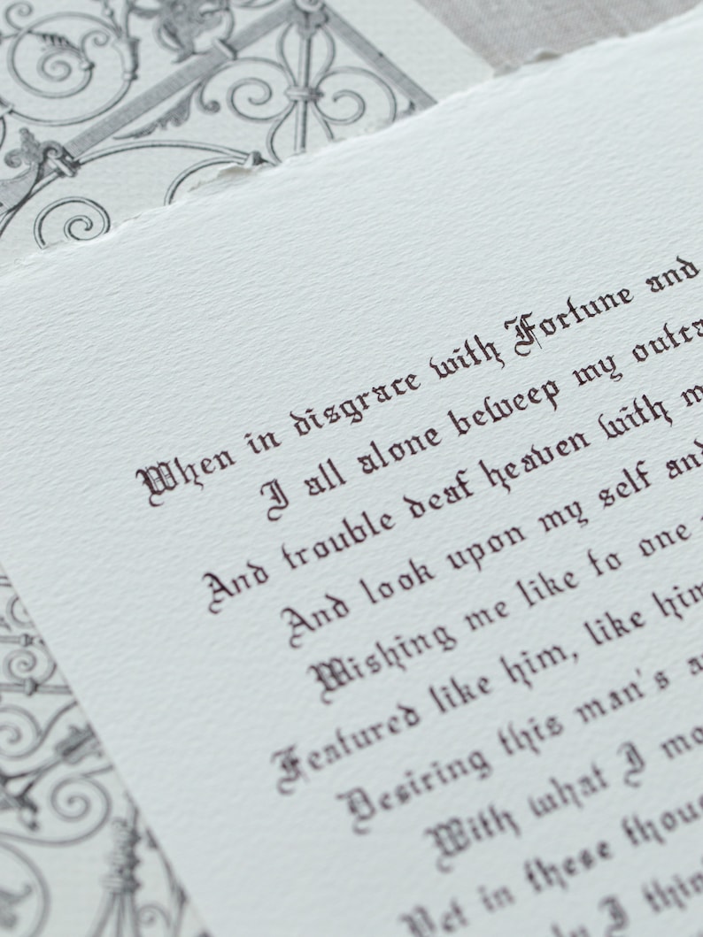 Custom Calligraphy Old English Lettering Handwritten Poem Calligraphy ...