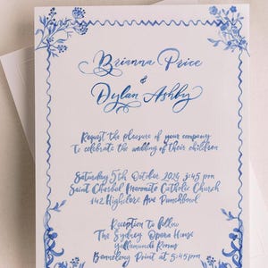 Handpainted Couple Invitation Watercolor Wedding Invite Custom Wedding ...