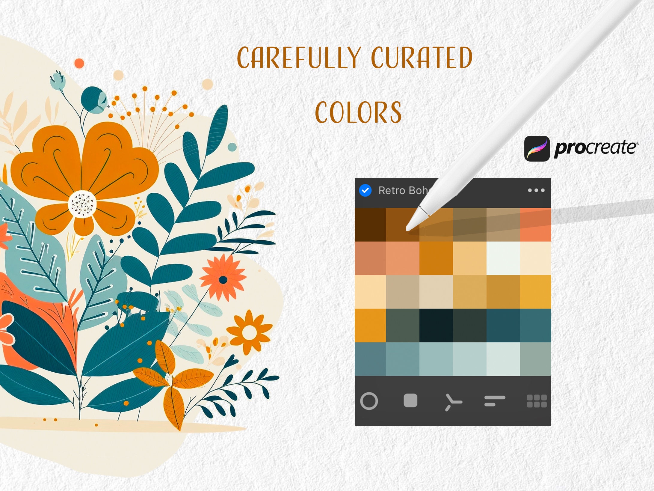 Procreate Color Palette Set Digital Art Palette Retro Boho Scheme ...