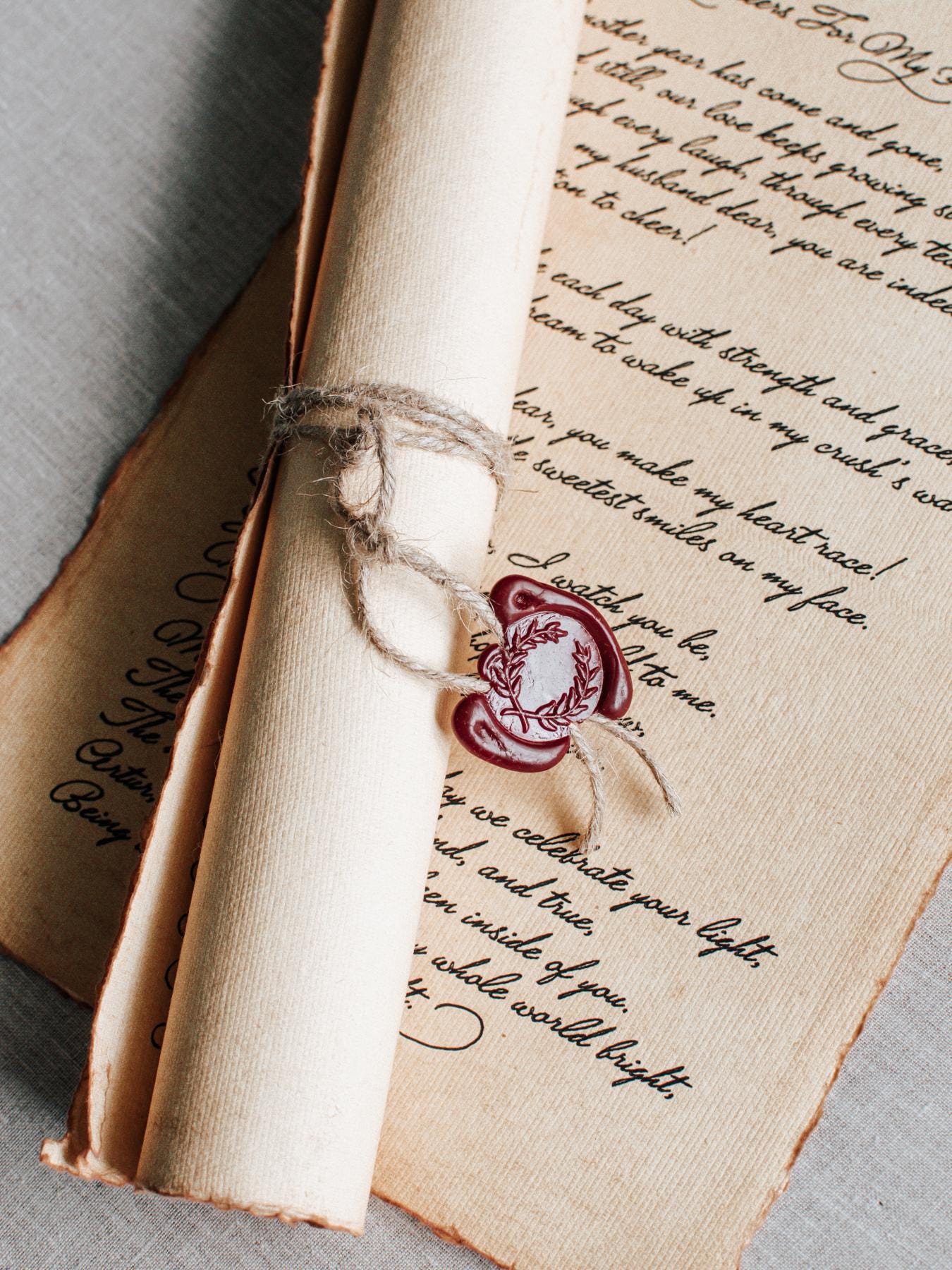 Handwritten Vintage Scroll Letter Handmade Wax Seal Letter Wedding Vows ...
