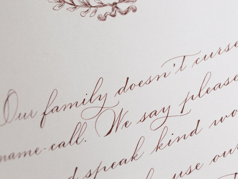 Custom Calligraphy Service Family Reminder Family Values House - Etsy