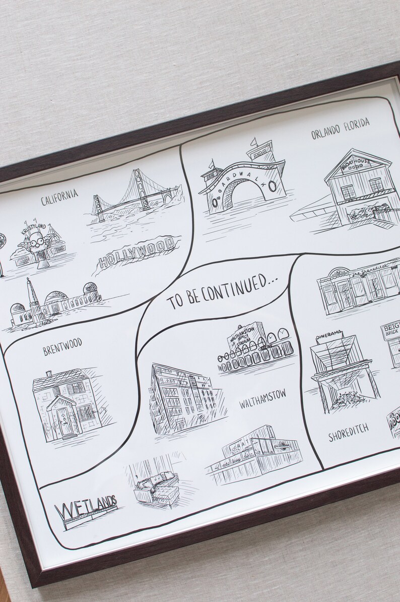 Personalized 50th Birthday Milestone Drawing Map Favorite Memory ...