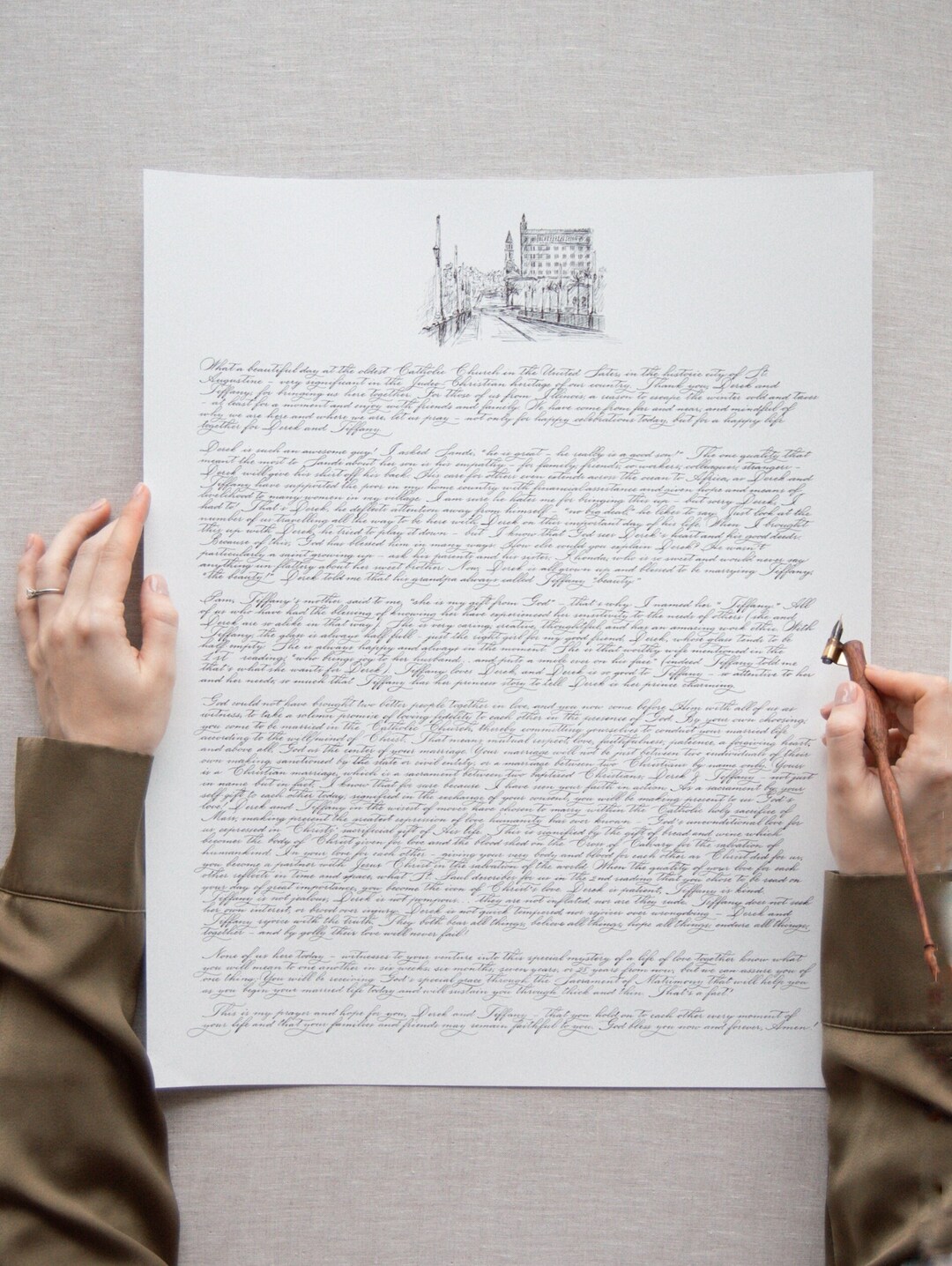 Custom Calligraphy Poster Handwritten Calligraphy Service Wedding Vow ...