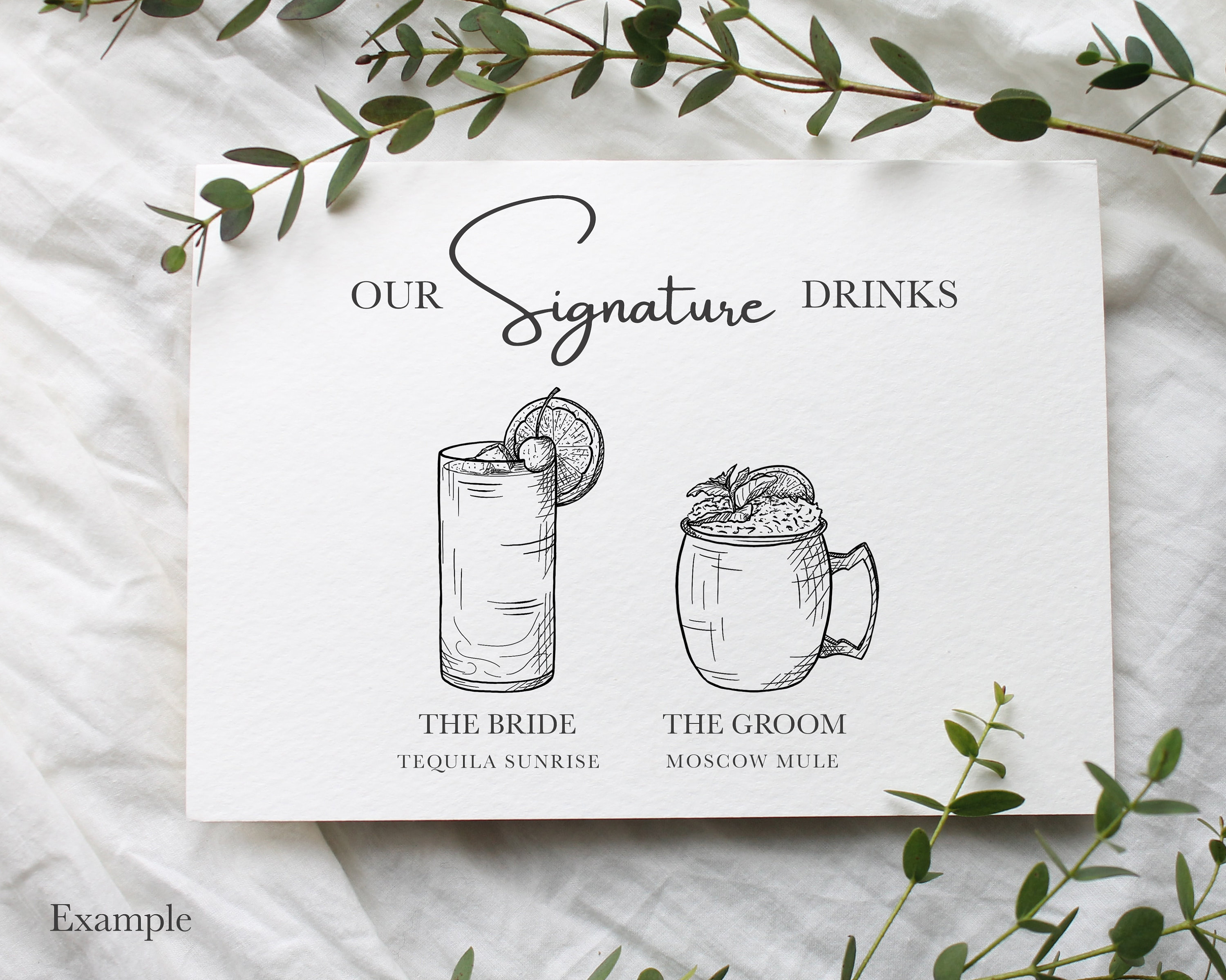 Signature Cocktail Illustration Hand Drawn Cocktail Clip Art Signature ...