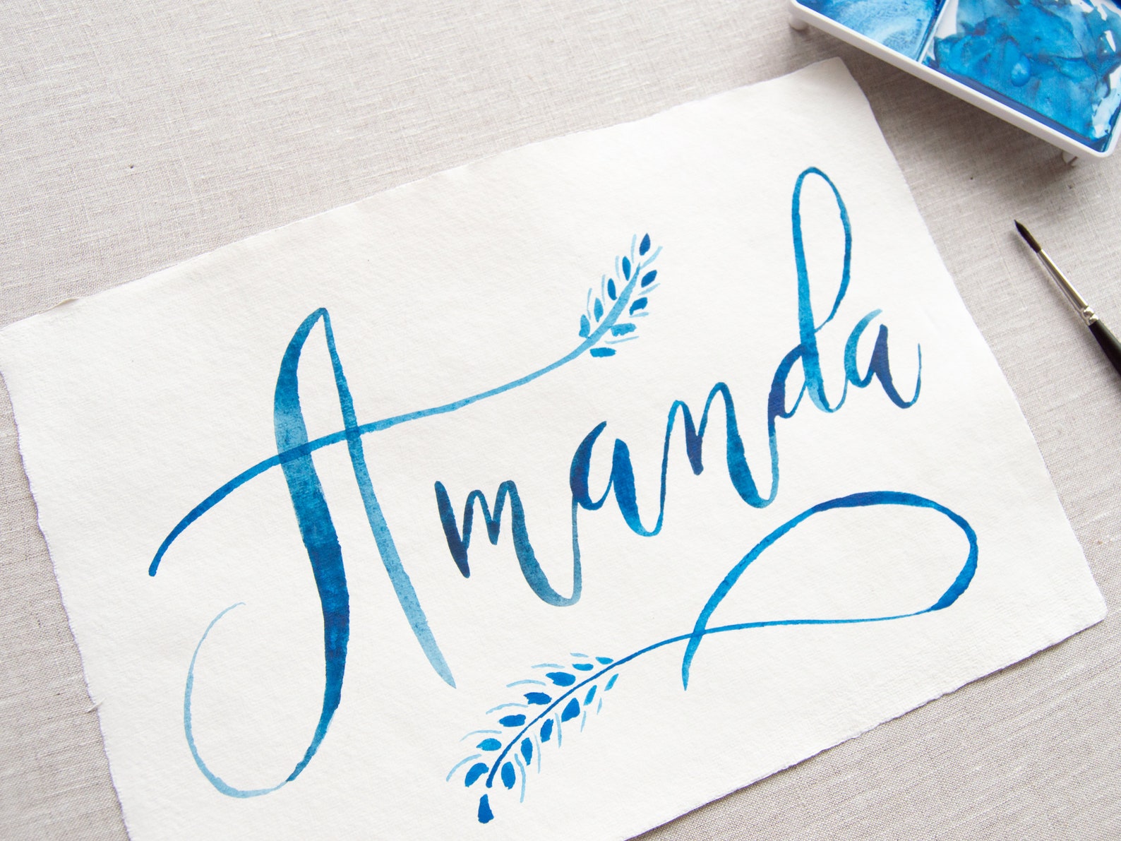 Custom Watercolor Name Calligraphy Print Watercolor Nursery Wall Decor ...