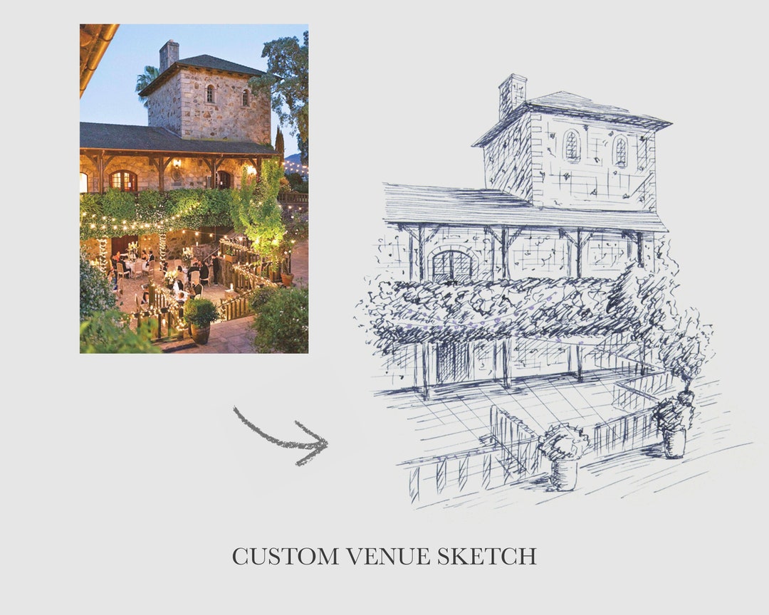 Custom Wedding Venue Illustration Hand Drawn Venue Sketch Wedding Venue ...