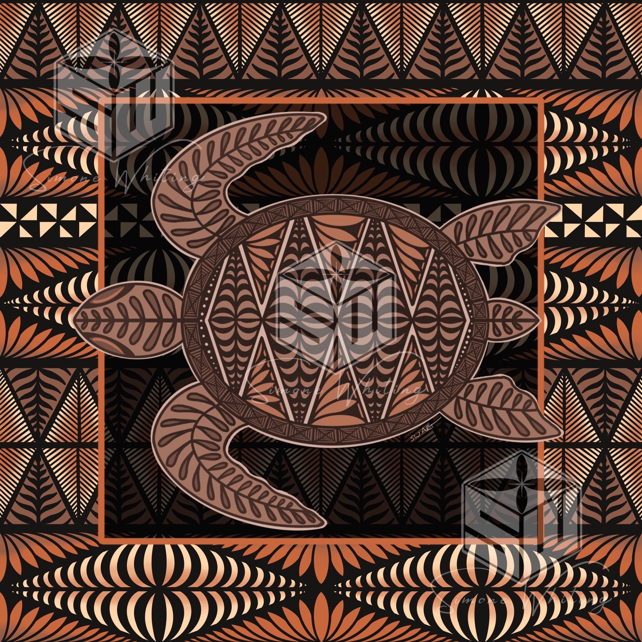 Tongan Turtle Digital Artwork (square) - Etsy
