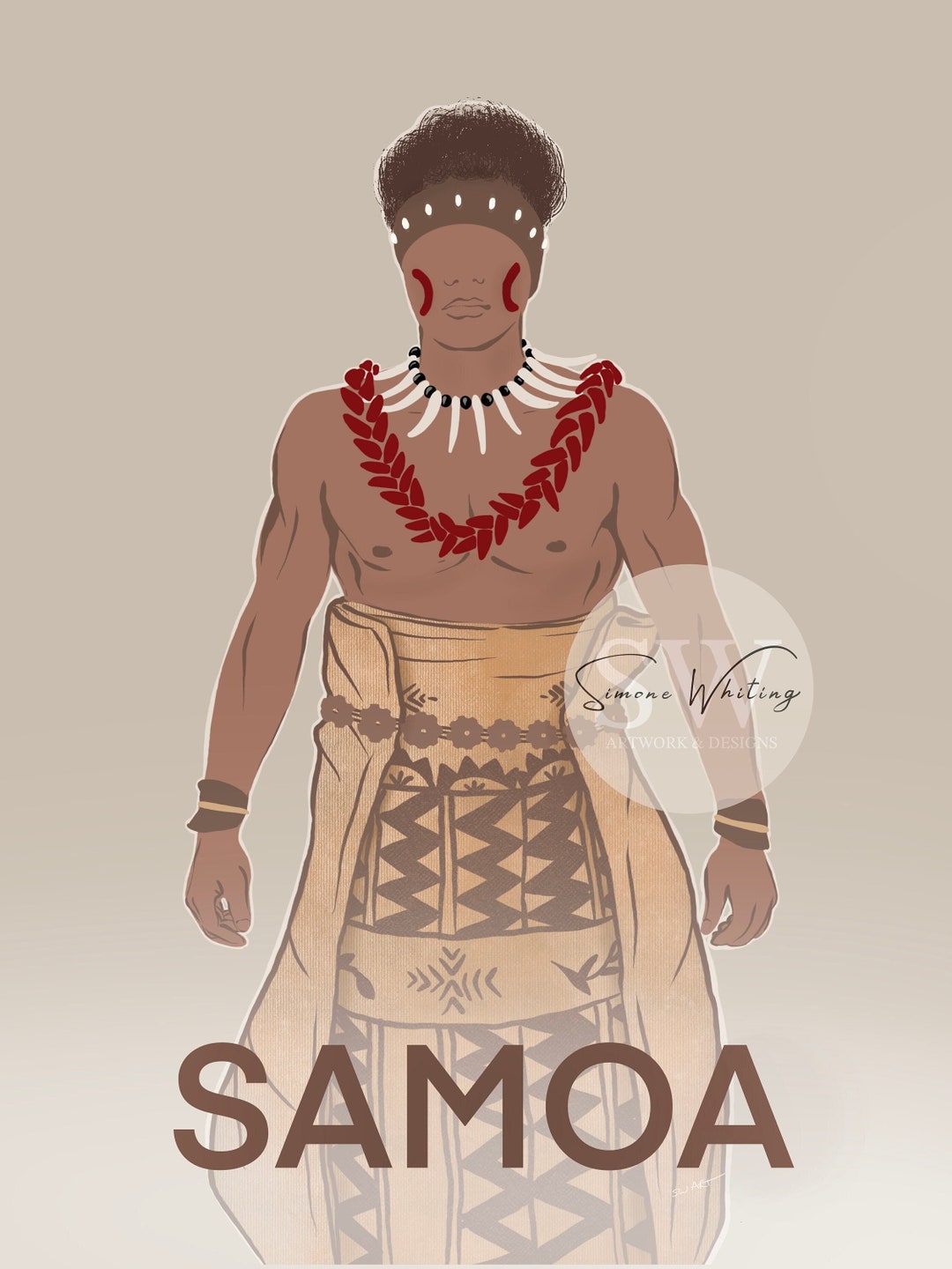 Samoan Digital Artwork by Simone Whiting - Etsy