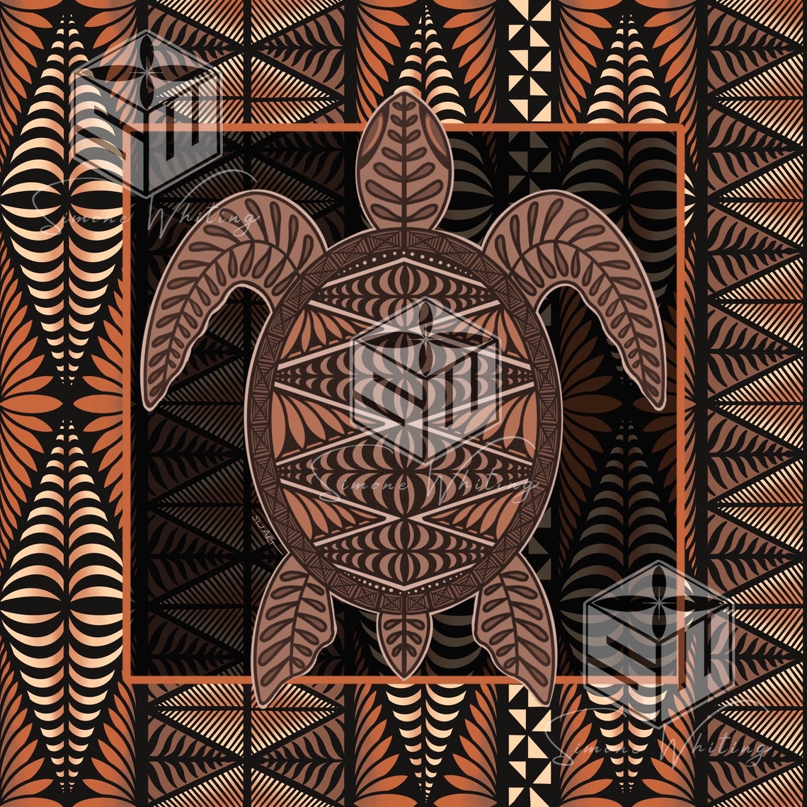 Tongan Turtle Digital Artwork (square) - Etsy