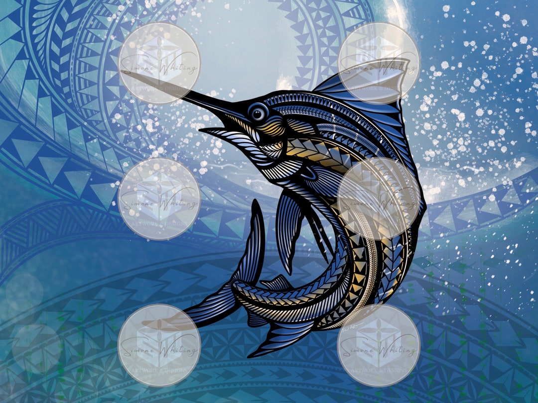 Digital Polynesian Sword Fish Artwork by Simone Whiting - Etsy