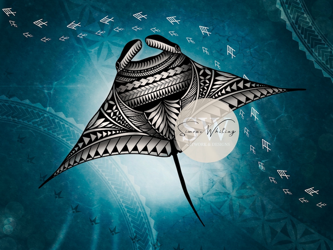 Polynesian Manta Ray Digital Artwork by Simone Whiting - Etsy