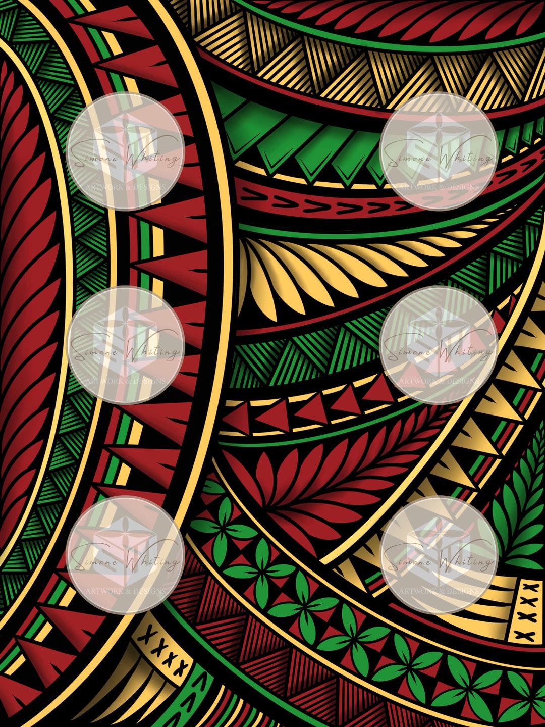 Polynesian Digital Artwork in Rasta Colours Instant Download - Etsy