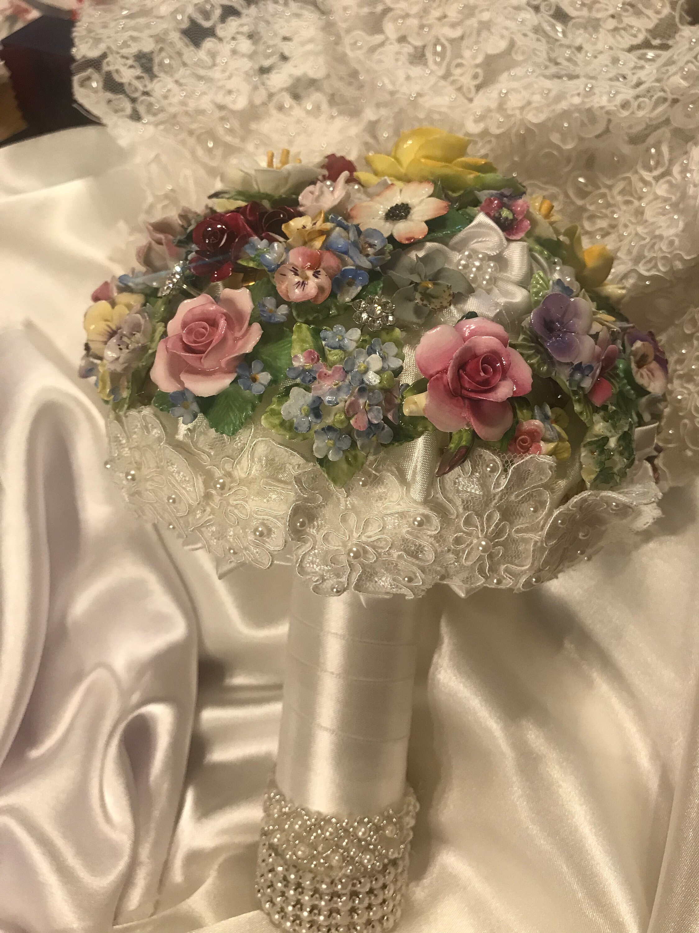 Vintage Ceramic Flower Brooch Bouquet - Etsy