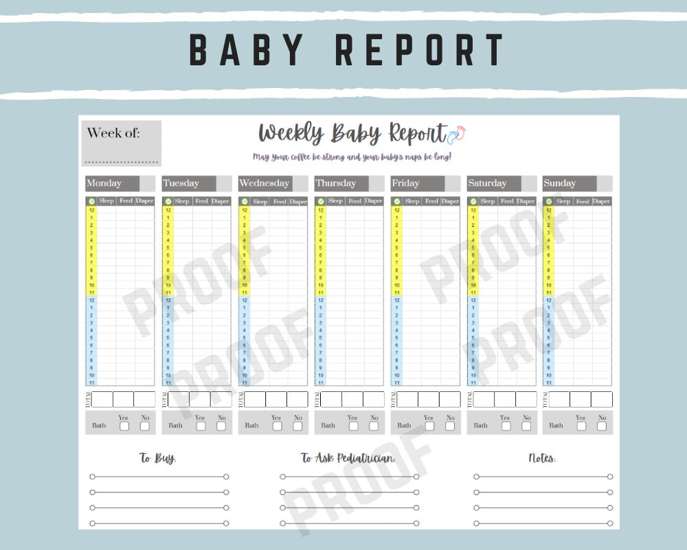 Baby Report, Printable Baby Tracker, Newborn Report, Baby Care Log ...