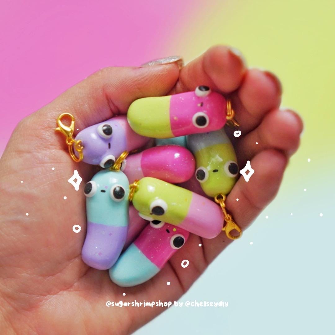 Choose Your GUMMY WORM Polymer Clay Chunky Charm - Gummy Worm With Big ...