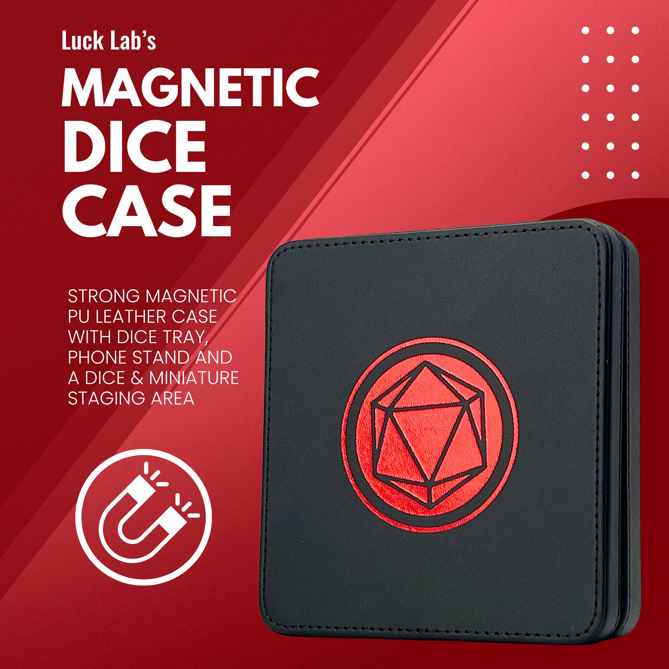Luck Lab Compact Magnetic Dice Case With Dice Tray and Phone Stand Dice ...