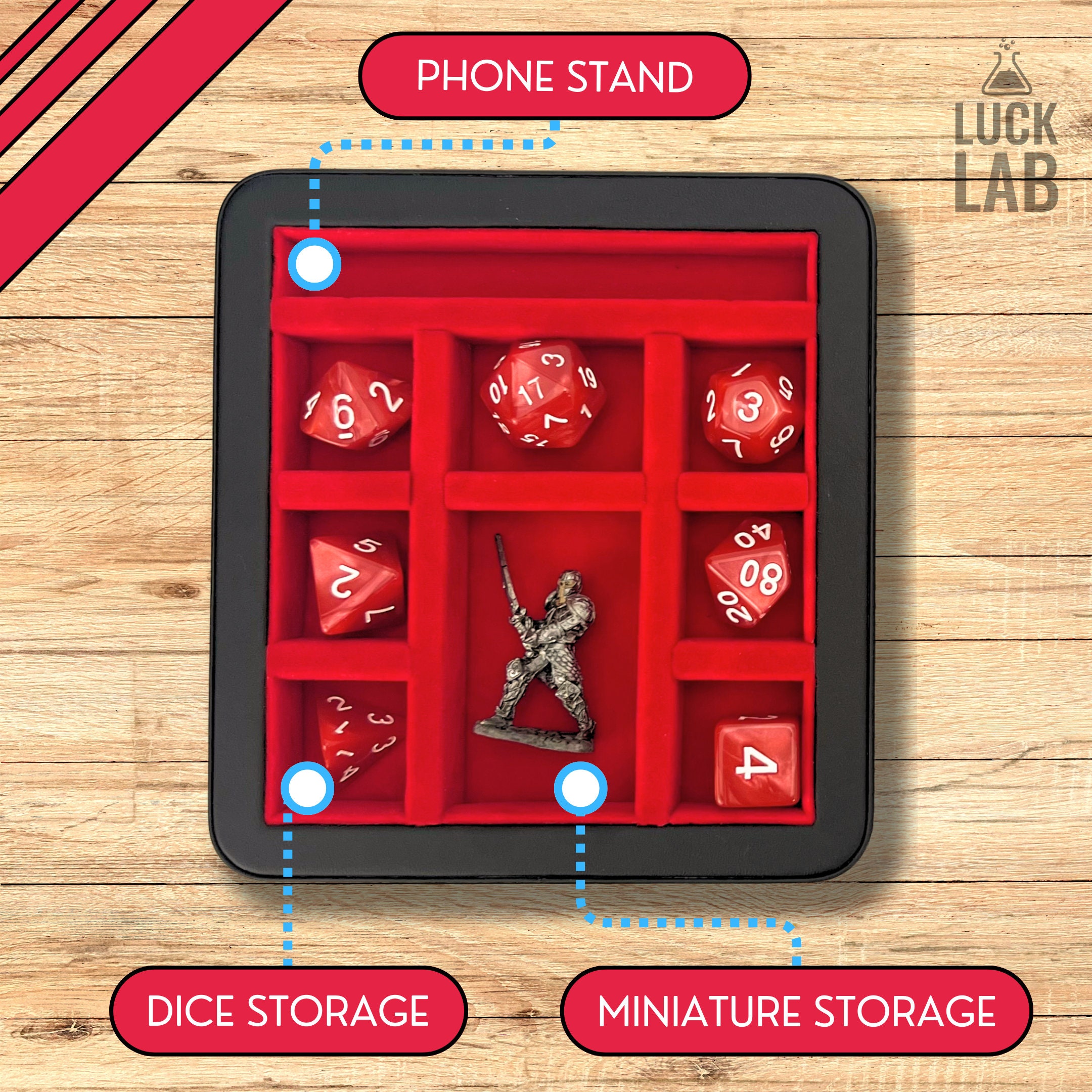 Luck Lab Compact Magnetic Dice Case With Dice Tray and Phone Stand Dice ...