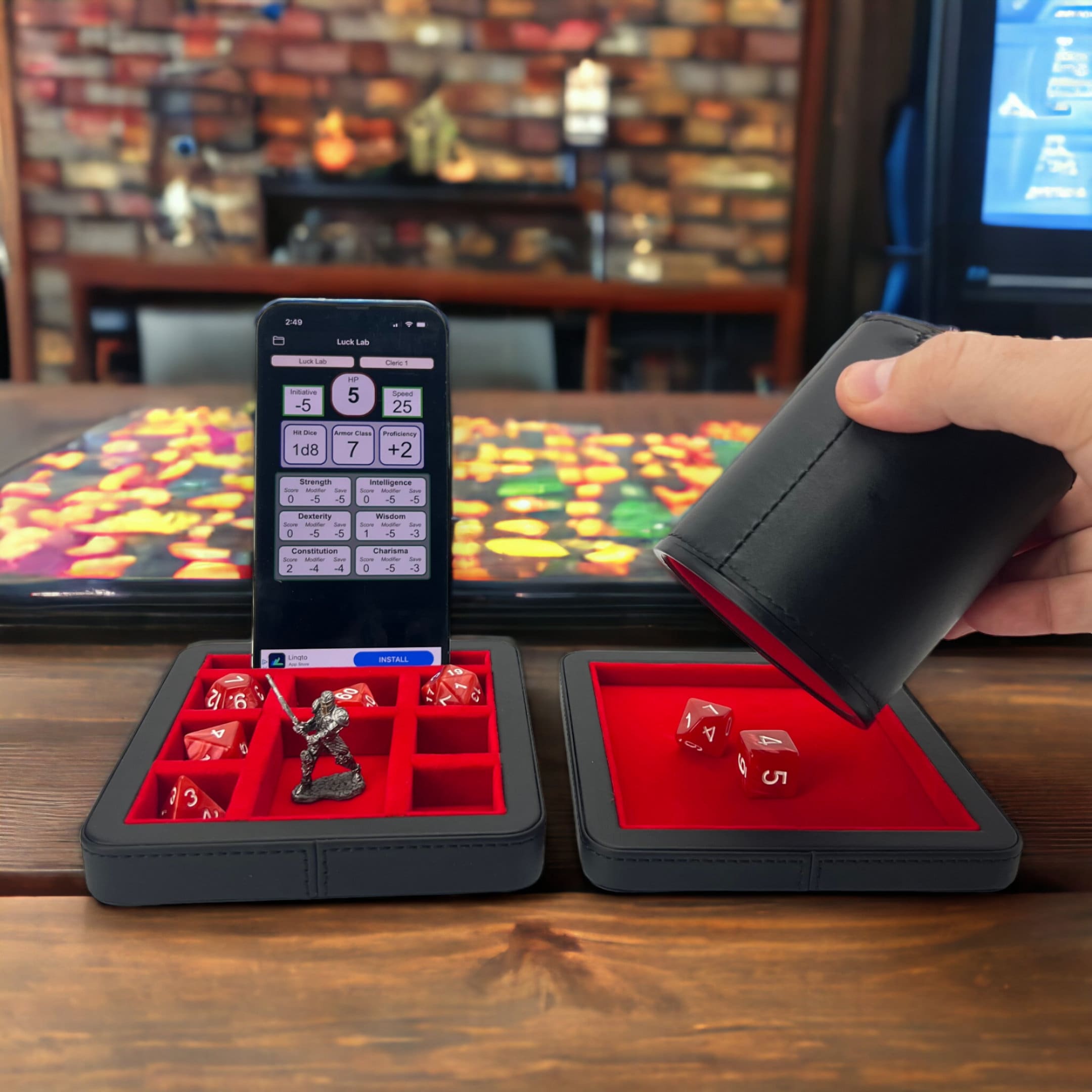 Luck Lab Compact Magnetic Dice Case With Dice Tray and Phone Stand Dice ...