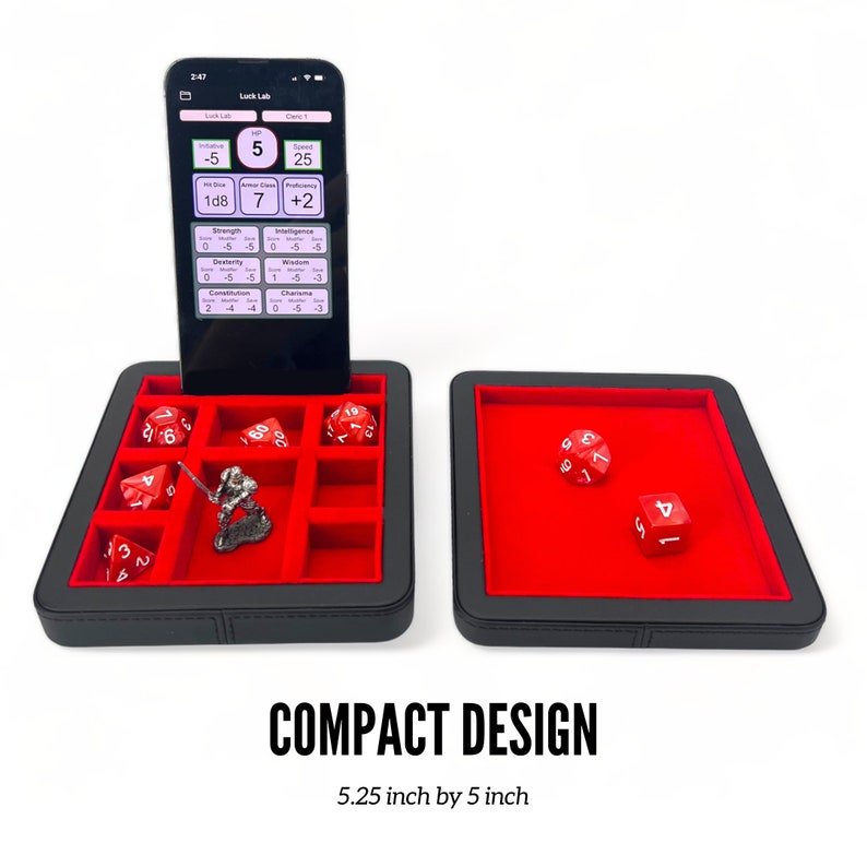 Luck Lab Compact Magnetic Dice Case With Dice Tray and Phone Stand ...