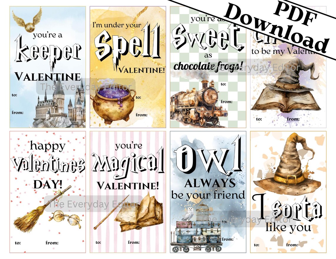 Hogwarts Classroom Valentines, Harry Potter Valentines Cards, Magic ...