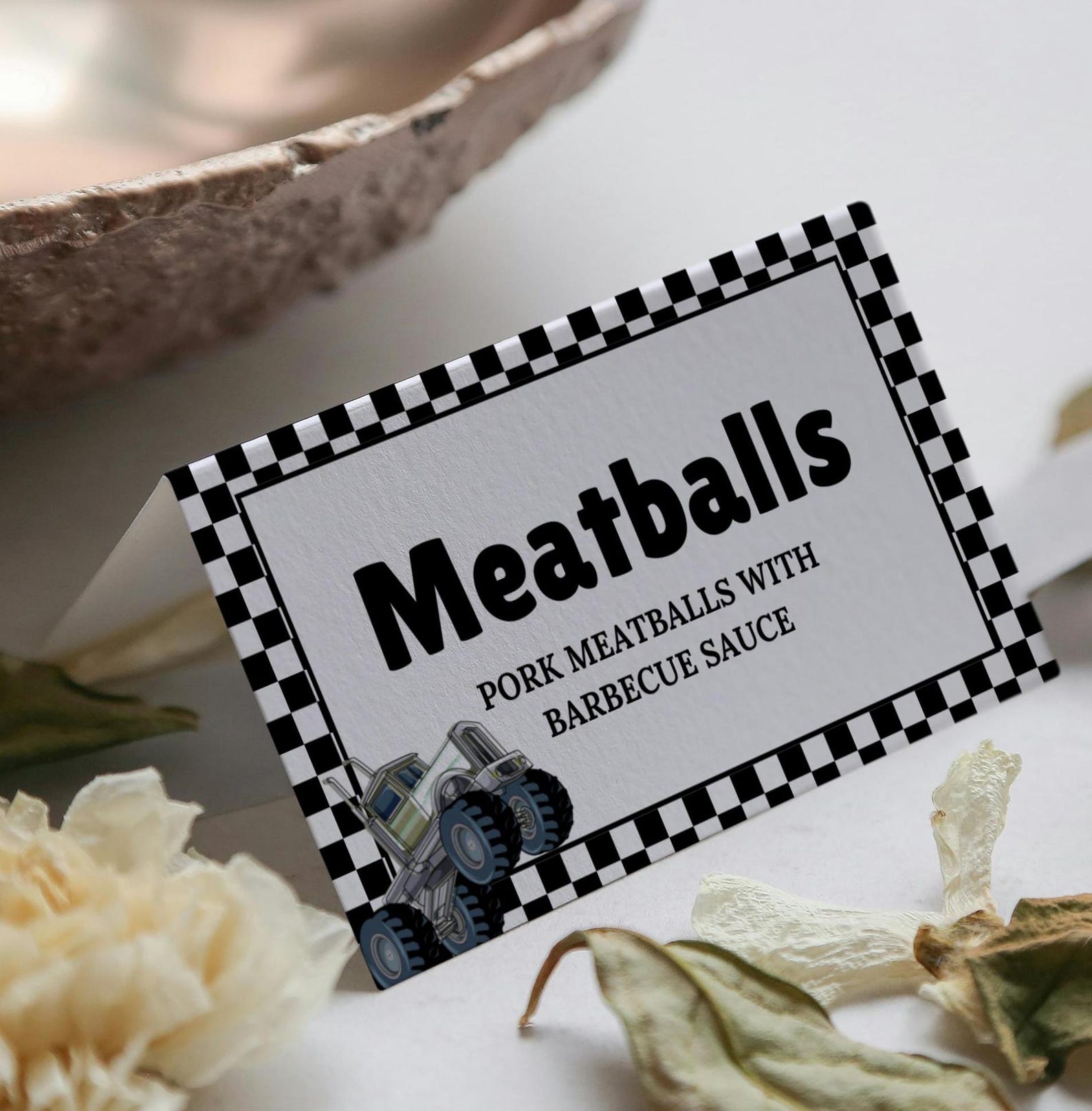Monster Truck Food Tent Cards, Editable Party Labels, Monster Truck ...