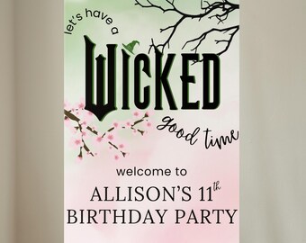 Wicked Birthday Party Welcome Sign, Welcome Poster, Wicked Birthday ...