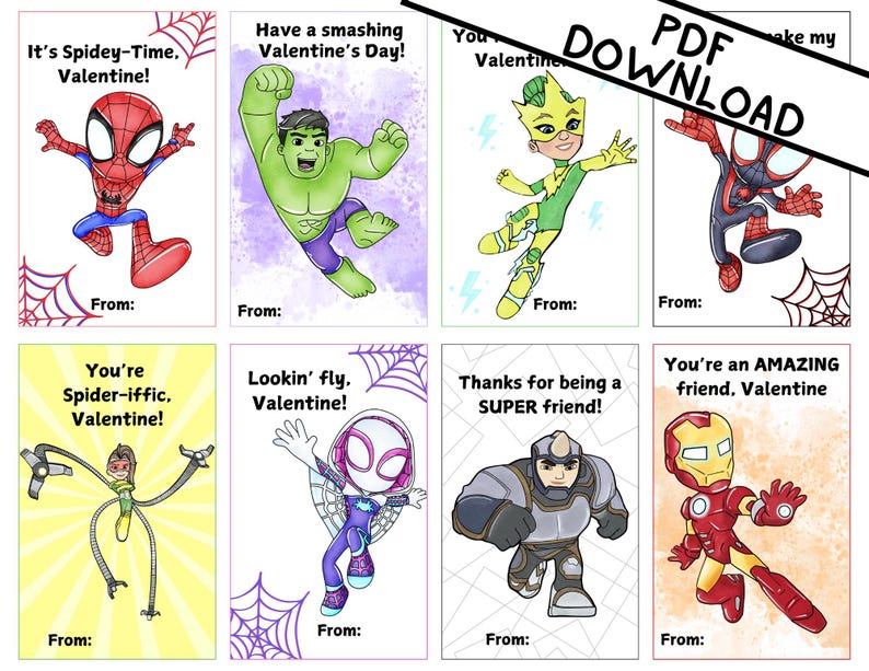 Spidey Valentines, Spiderman Valentines Cards, Spidey and His Amazing ...