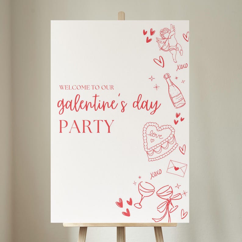 Galentines Welcome Sign, White, Valentines Welcome Sign, Galentines ...