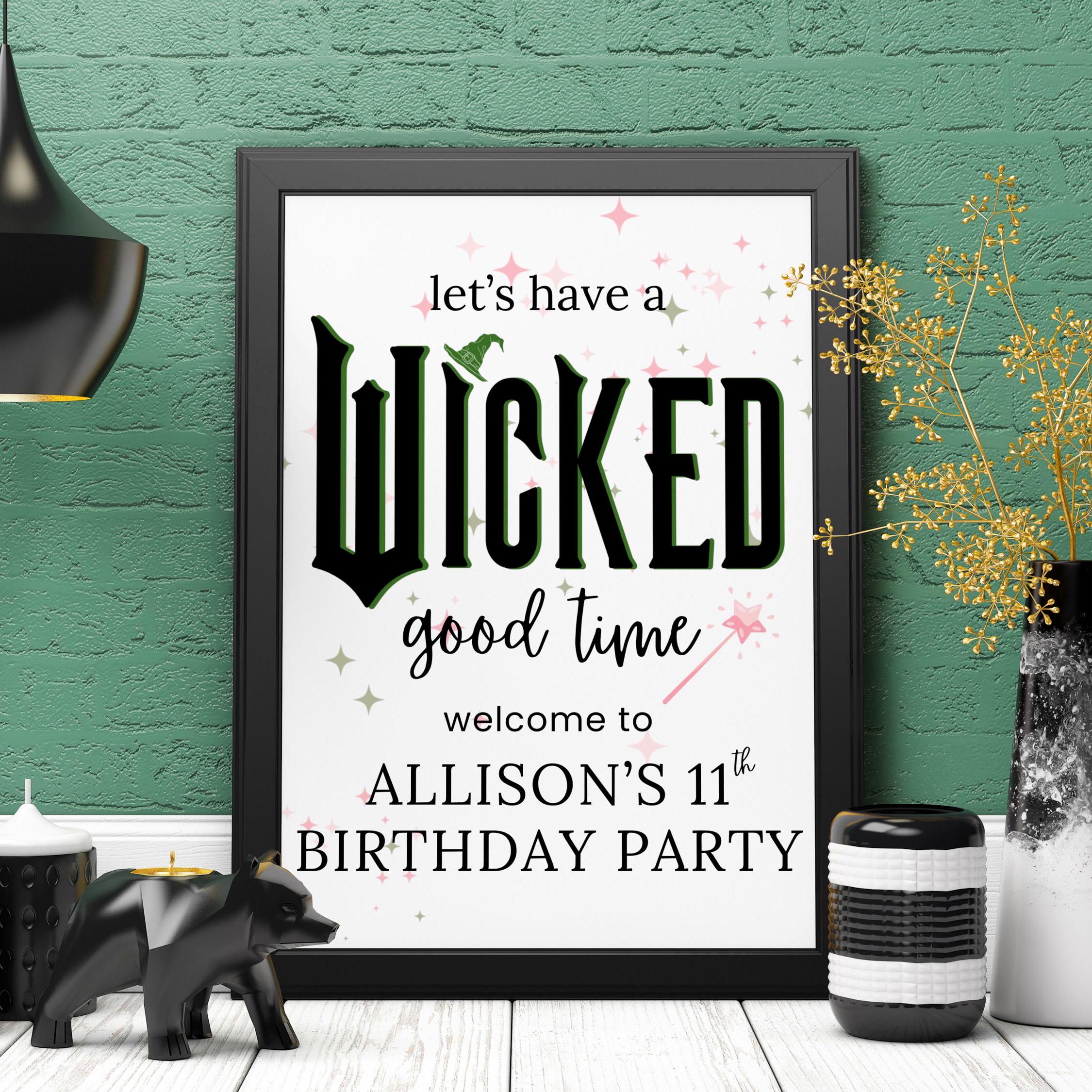 Wicked Birthday Party Welcome Sign, Welcome Poster, Wicked Birthday ...