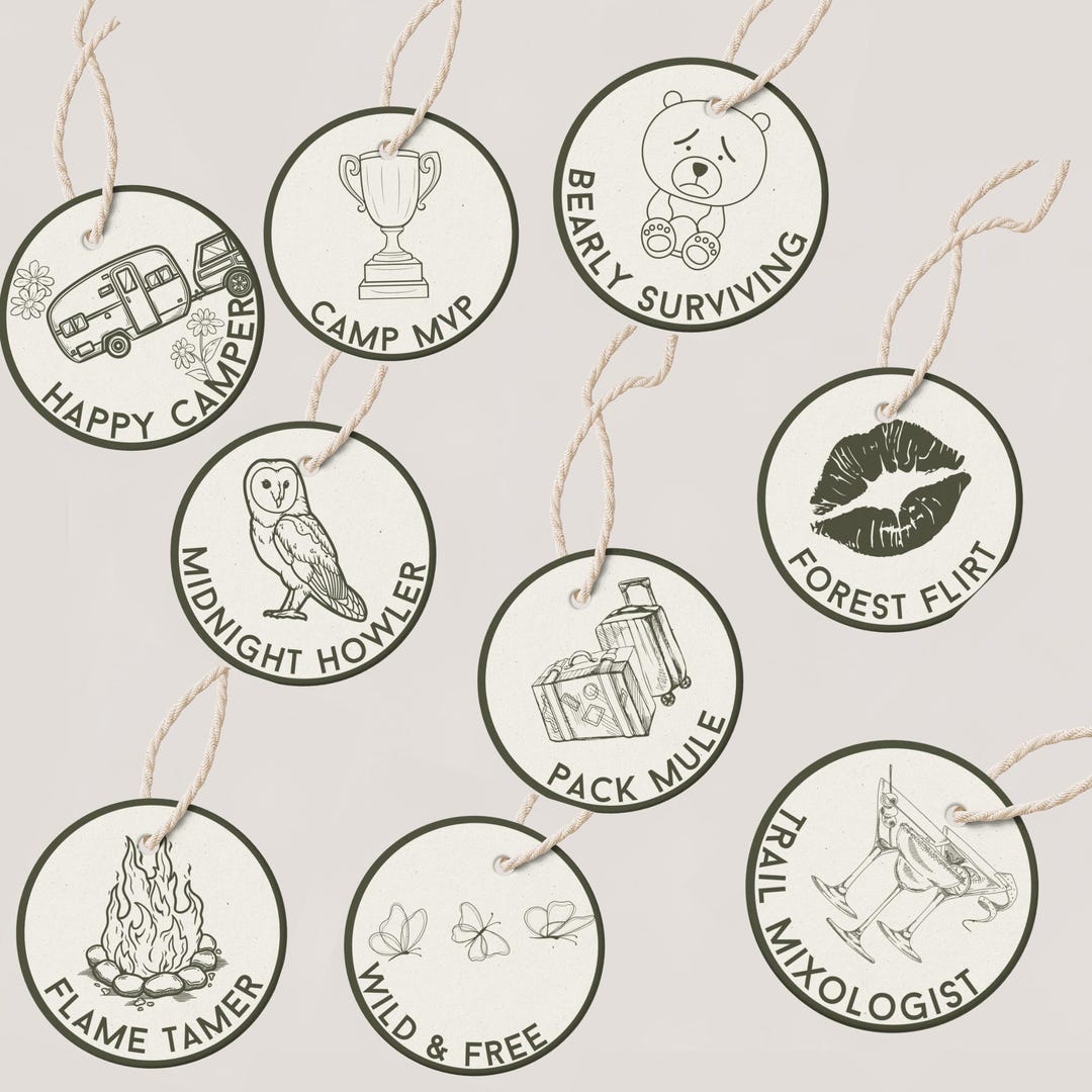 Camp Bachelorette Merit Badge Tags, Camp Bachelorette Favor Tags, Last ...