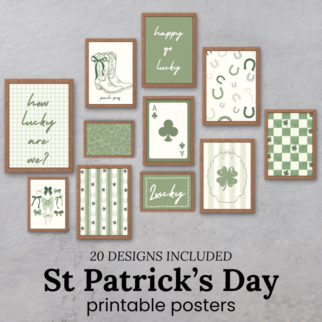 St. Patrick's Day Themed Printable Poster, St Patricks Day Wall Signs ...