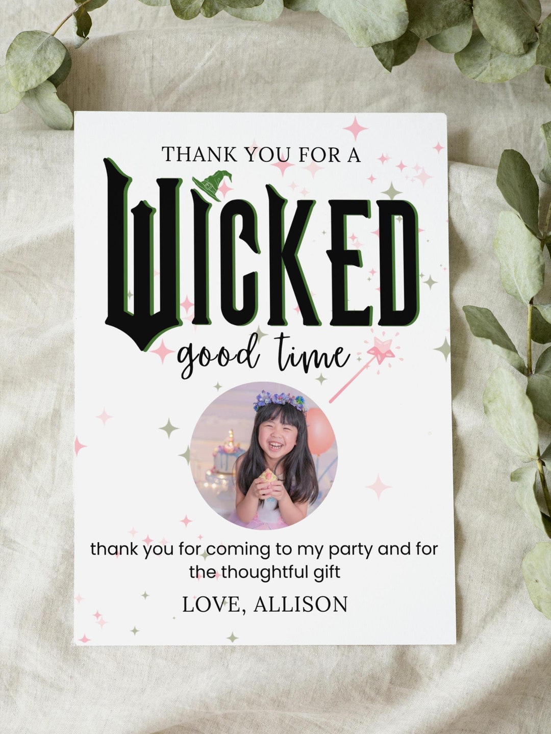 Wicked Birthday Party Thank You, Thank You Card With Photo, Wicked ...