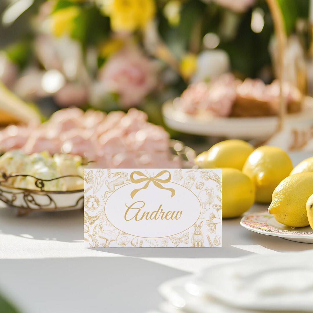 Chinoiserie Easter Place Cards, Easter Name Tag, Vintage, Yellow ...