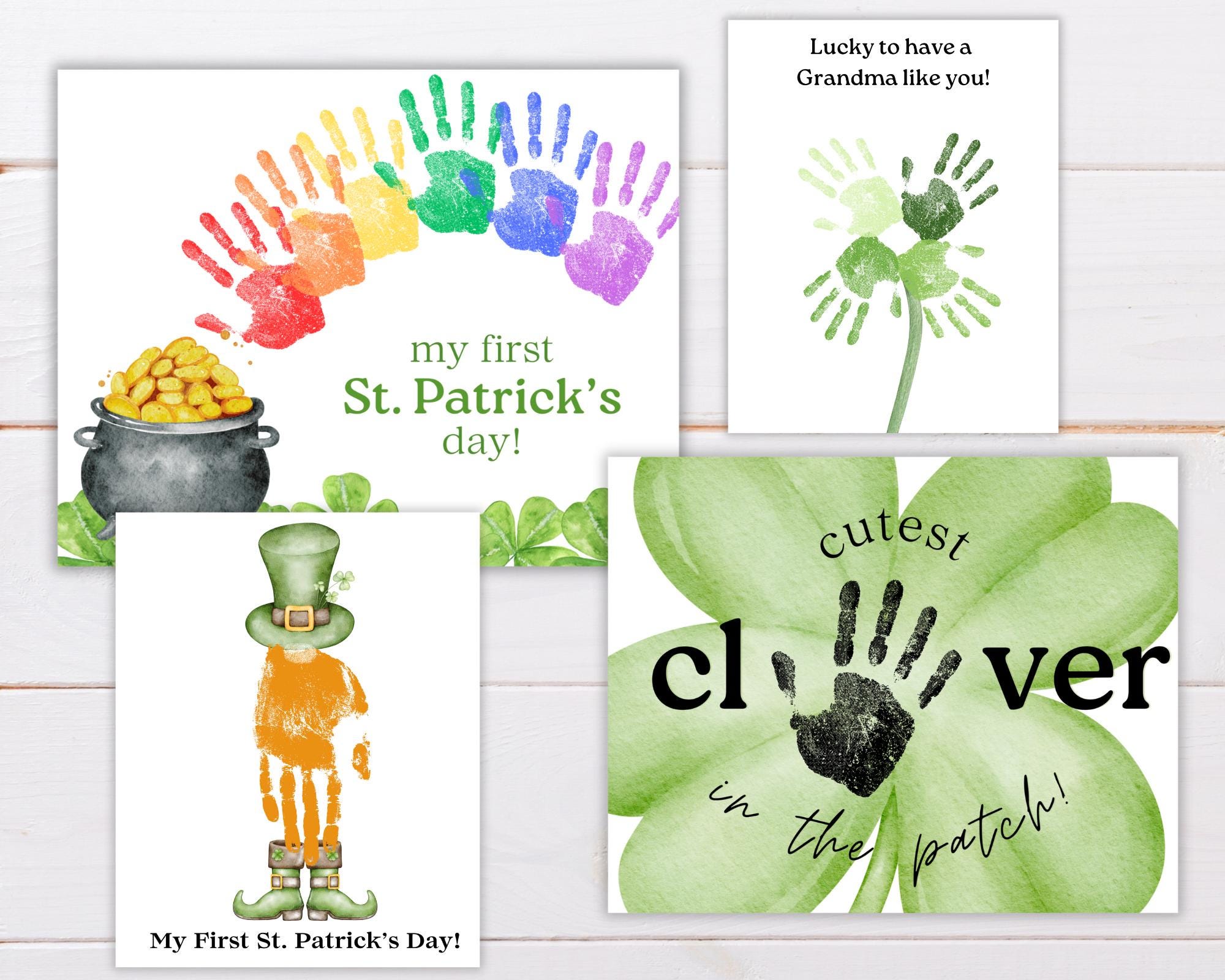 St. Patrick’s Day Handprint Art, Kids Printable Craft, DIY St. Paddy’s ...