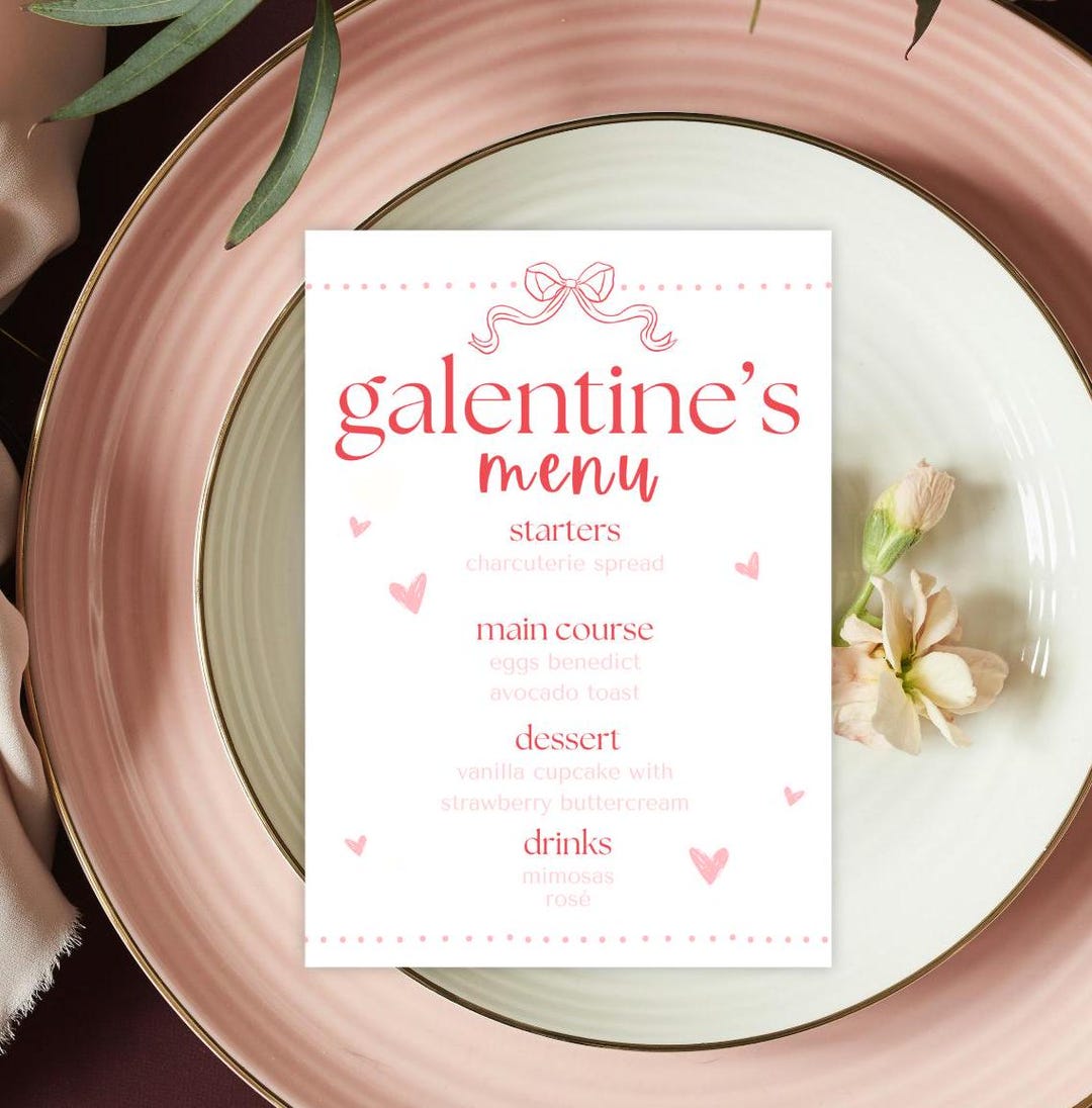 Galentine's Menu, Valentines Party Menu, Galentines Party, Galentines ...
