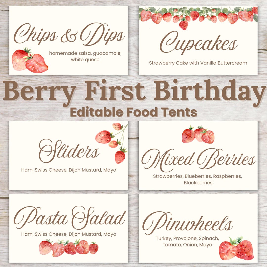 Berry First Birthday Food Tents, Berry First Birthday Decorations ...