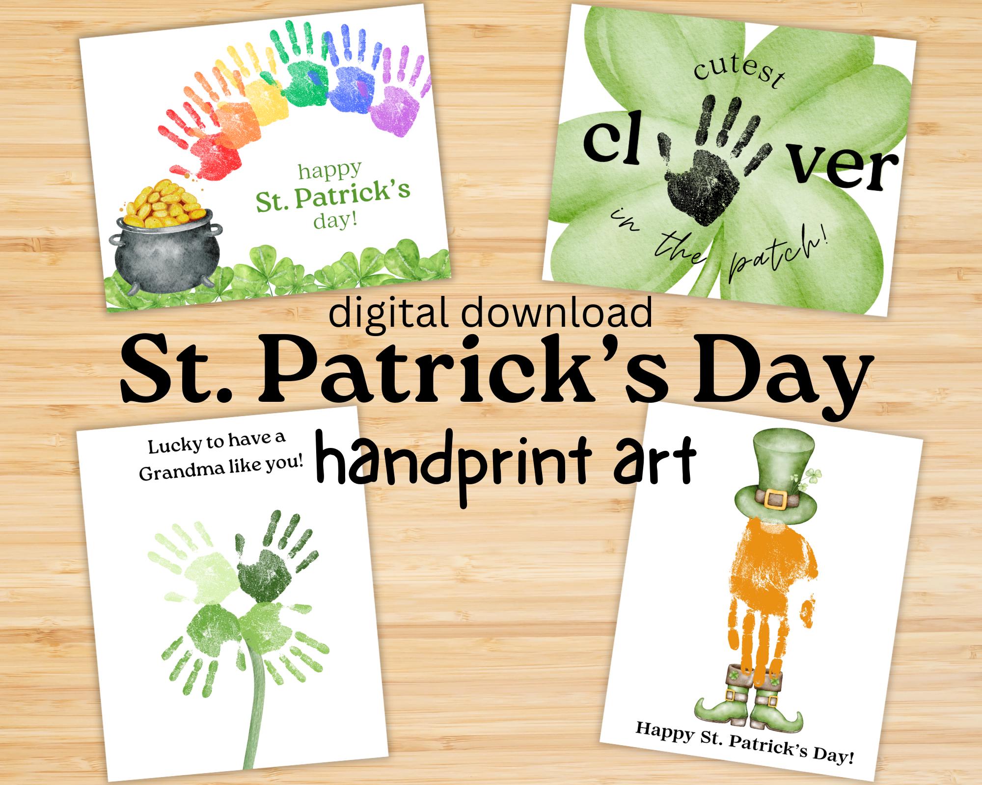 St. Patrick’s Day Handprint Art, Kids Printable Craft, DIY St. Paddy’s ...