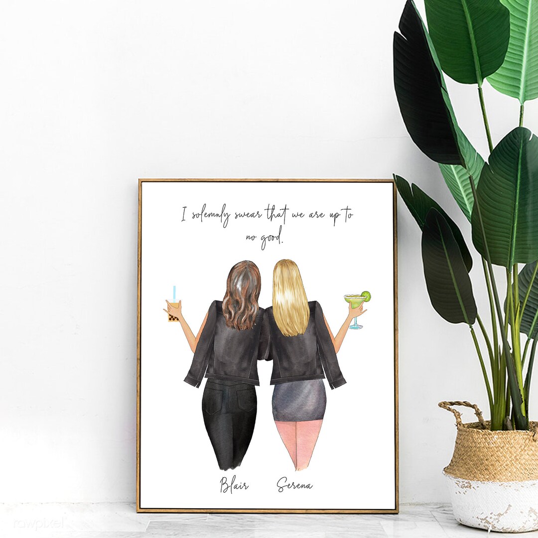 Custom Best Friends Portrait | Personalized Best Friend Print ...