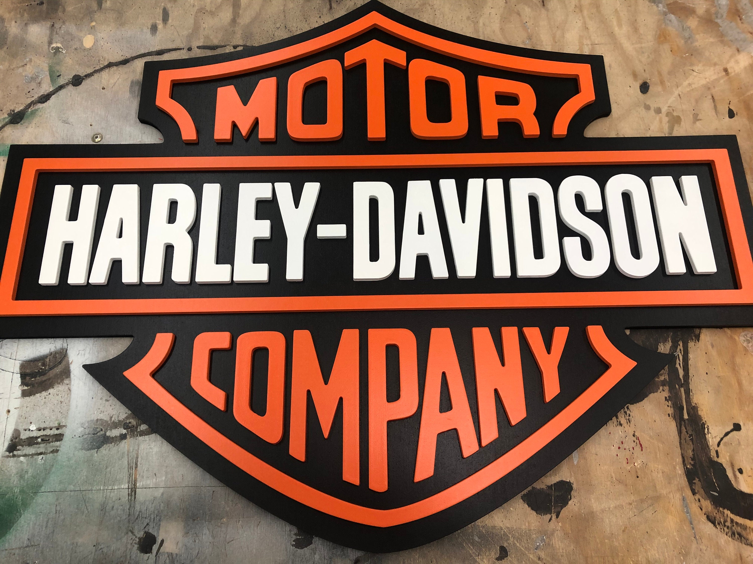 Huge 3d Harley Davidson Sign Harley Davidson Handmade Wall Etsy