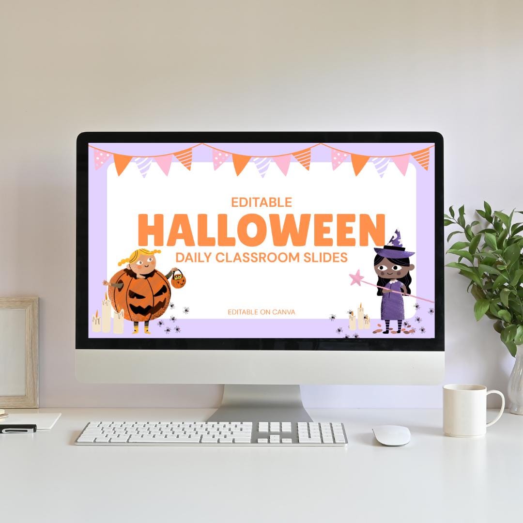 Editable Halloween Daily Classroom Slides | Canva Template - Etsy