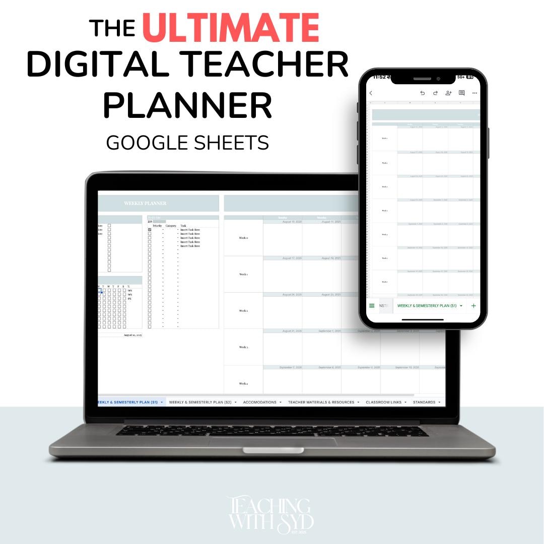 Digital Teacher Planner: Google Sheets, Weekly & Monthly, Accommodation ...