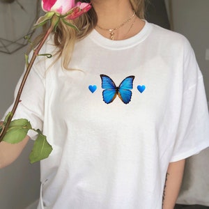 Blue Butterfly Shirt Butterfly Top Butterfly Tee Monarch | Etsy
