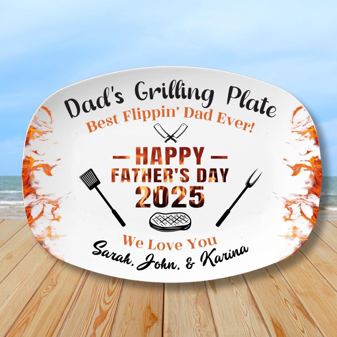 Personalized Dad Grilling Plate, Custom BBQ Platter, Fathers Day Gift ...
