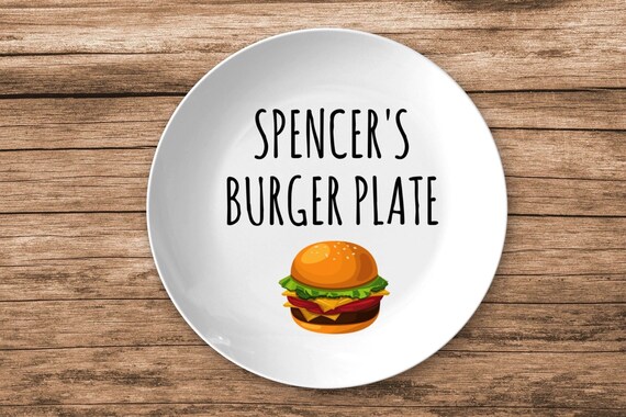 Personalized Burger Plate Custom Name Plate Add Custom Name - Etsy