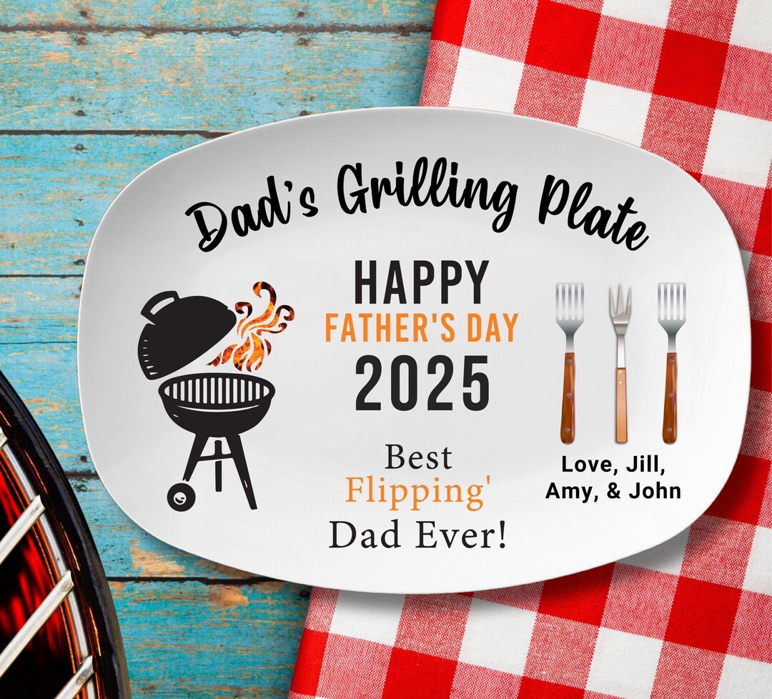 Personalized Dad Grilling Plate, Custom BBQ Platter, Fathers Day Gift ...