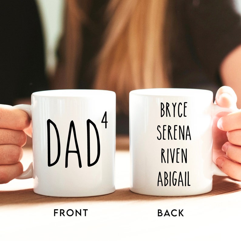 Custom Dad of Four Mug, Father of Four, Gift for Dad, Funny Dad 4 Mug ...