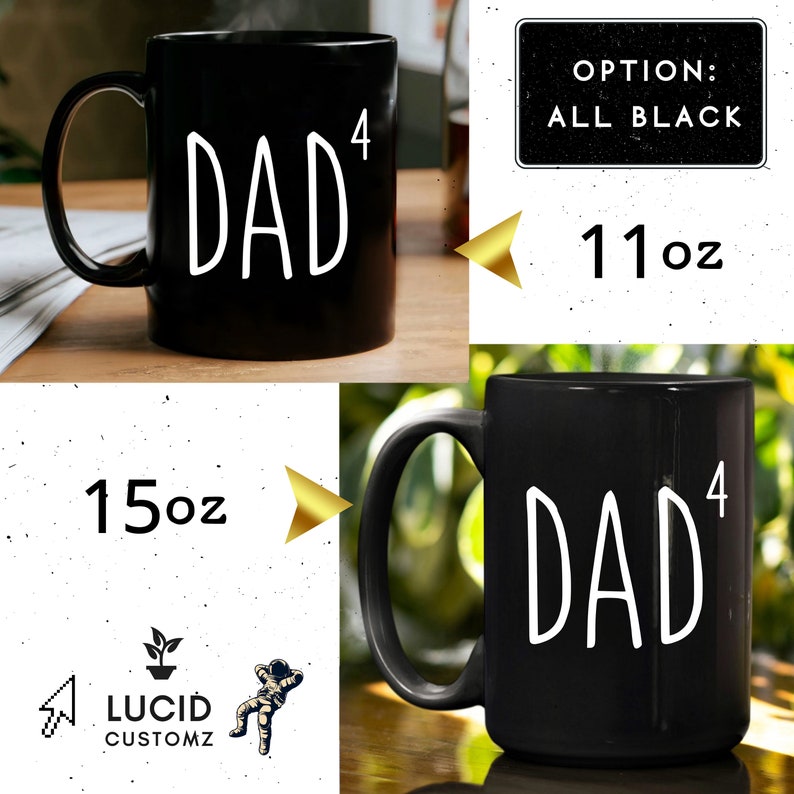Custom Dad of Four Mug, Father of Four, Gift for Dad, Funny Dad 4 Mug ...